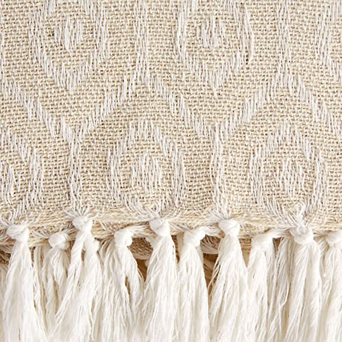 DII Modern Cotton Geometric Blanket Throw with Fringe for Chair, Couch, Picnic, Camping, Beach, & Keep Cozy with Everyday Use, 50x60, White