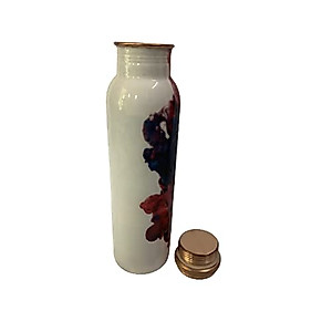 SAIRAs, 100percent PURE COPPER WATER BOTTLE LARGE 32 OZBoost Your Health Handcrafted To PerfectionKeep Hydrated Ayurvedic Water BottleLeak Proof Design, WHITE