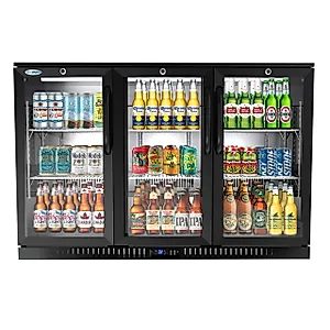 KoolMore - BC-3DSW-BK 3 Door Back Bar Cooler Counter Height Glass Door Refrigerator with LED Lighting - 11 cu.ft, Black