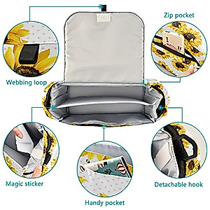 Sunflowers 1 Stroller Organizer with Cup Holder Universal Stroller Organizer Bag Detachable Shoulder Strap Stroller Accessories for Diaper Snacks Toys Keys Fit All Baby Stroller