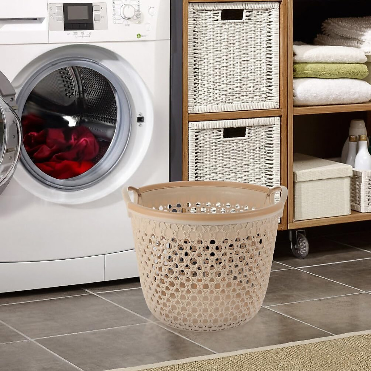 PRETYZOOM Flexible Laundry Basket Plastic Clothes Hamper with Handle Hollow Out Dirty Clothes Hamper Laundry Hamper Storage Bin Sundries Organizer for Bedroom Bathroom