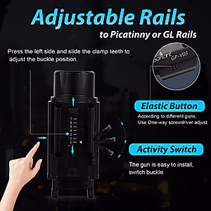 GOPLANT 1500 Lumens Weapon Laser Light Combo - Adjustable Rail LED Light and Green Laser Flashlight, Magnetic Rechargeable Strobe Sub-Compact Tactical Light for Picatinny or GL Rail