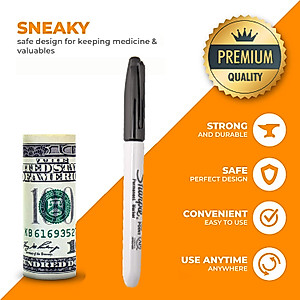 Fake Pen Diversion Safe - Hidden Secret Compartment Decoy Sharpie Pen Safe to Hide Money Jewelry Small Container To Keep Valuables Safe In Plain Sight Storage Hiding Containers Safes Marker Hider Pens