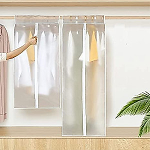 Huibaite Clothing Dust Bag Hanging Clothes Cover Dustproof - Lightweight Translucent Full Zipper Bags Hanging Dress Bag Washable Cover for Household Storage-4pcs (24”x 20”x 36”inch)