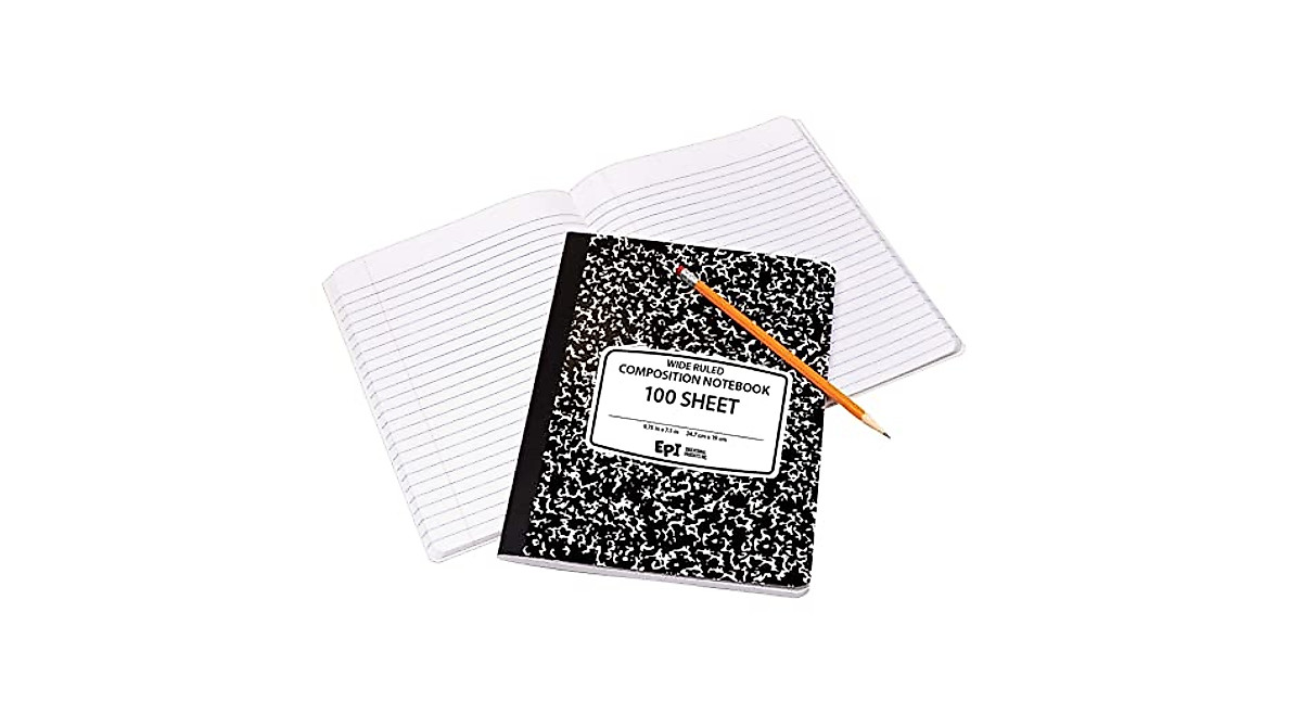 EPI Wide Ruled Composition Books - Durable 6-Pack for School & Journaling