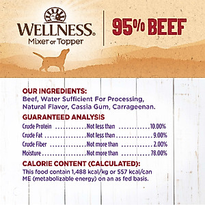 Wellness Natural Pet Food 95% Beef Natural Wet Grain Free Canned Dog Food, 13.2-Ounce Can (Pack of 12)