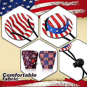 4 Pcs 4th of July Bearded Dragon Hats Lizard Bandanas Lizard Bowler Hat and Scarf, Independence Day Guinea Pig Clothes Independence Day Bearded Dragon Clothes Accessories for Reptile Lizard Gecko