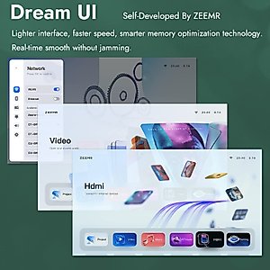 ZEEMR Projector with 5G Wifi and Bluetooth, Native 1080P, Autofocus/AutoKeystone Correction, Fully Sealed Dust-Proof, Smart Portable Projector For Home Theater, Compatible with Almost TV Sticks(Gray)