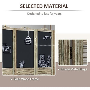 HOMCOM 4-Panel Folding Room Divider with Blackboard, 5.5 Ft Tall Freestanding Privacy Screen Panels for Bedroom or Office, White