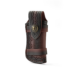 Generic Leather Folding Knife Pouch with 4" Folding Knife Holster and Belt Ring