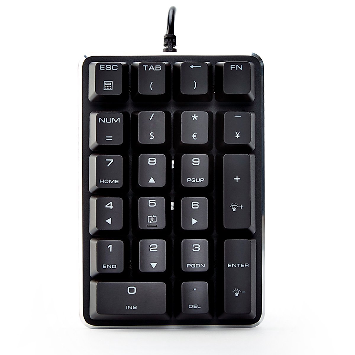 Qisan Mechanical Numeric Keypad Wireless Bluetooth Keypad Cherry MX Blue Switch 21 Keys Mini Numpad Portable Keypad Extended Layout Magicforce for for Financial Cashier Securities-Black