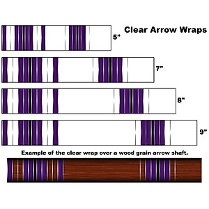 White Water Archery Non-Laminated Clear Transparent Purple Crests Traditional 13 Arrow Wraps 15 Pc Pack Choose Length Width (9, 75)