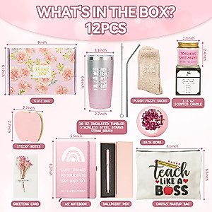 Best Teacher Appreciation Gifts for Women - Mothers Day Gifts & Unique Teacher Birthday Gift for Coworker - Personalized Inspirational Basket for Back to School - Stainless Steel Tumbler