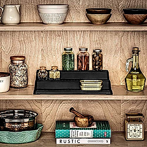 madesmart Three Tier Organizer-Cabinet Collection Fits Most Shelf Spaces, Soft-Grip Surface, Non-Slip Feet & BPA-Free, Large, Carbon