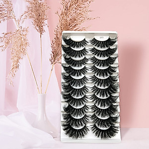 royaomis Fluffy Mink Lashes 20mm Cat-Eye Faux Mink Eyelashes 10 Pairs, 8d Dramatic Long Thick Volume Fake Eyelashes by Royaomis(Z67)