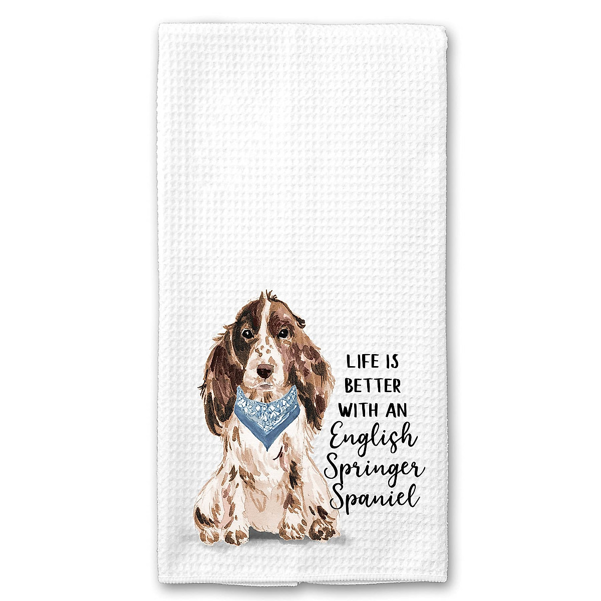 Watercolor Life is Better with an English Springer Spaniel Microfiber Kitchen Tea Bar Towel Gift for Animal Dog Lover