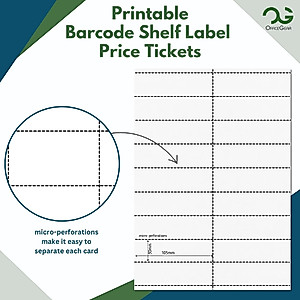 OfficeGear Shelf Edge Barcode Price Ticket Labels 18-up [25 Sheets - 450 Pack] 30x105mm Custom Printable A4 Card Micro Perforated Non-Adhesive Merchandise Tag with Free Downloadable Design Template