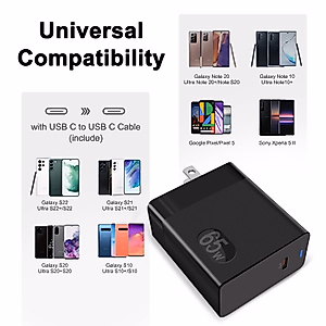 65W 45W Dell Chromebook Charger Replacement, GaN USB-C Laptop Charger for Dell Latitude 5420 7420 5520 7390 7370 5285 5289 5290 7275 7285 7400 7410 5179