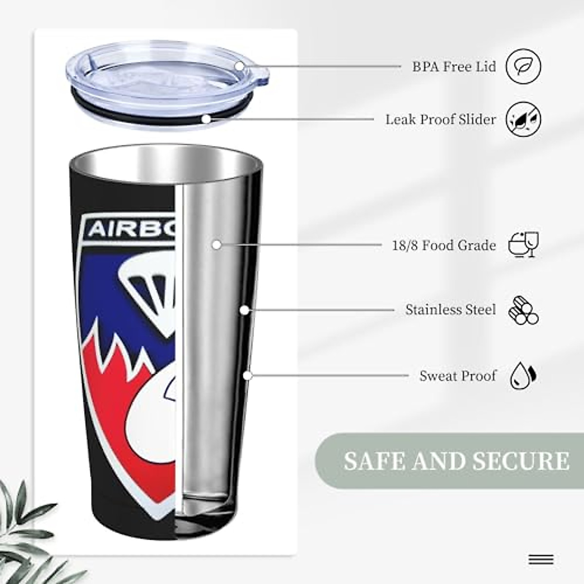 DEUASS 187th Infantry Regiment Insignia 20oz Tumbler With Lid And Straw Stainless Steel Vacuum Insulated Coffee Travel Mug Thermal Cup For Outdoor