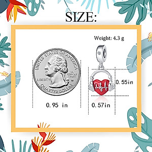 YSAHan Red Headphones Emblazoned Music Note Charm Heartbeat Headset Bead for Pandora Bracelet