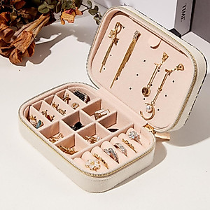 MUOOUM Gloden Paisley Pattern Small Jewelry Box, Double Layer Travel Jewelry Organizer for Women Girls