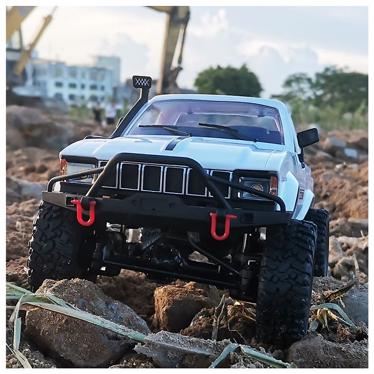 YIKESHU RC Crawler Offroad RC Truck 4x4 Remote Control Rock Crawler WPL C24-1 Pickup Trucks with Led Light, 2.4 Ghz 1/16 Scale All Terrain Car Brushed RTR Pickup for Adults