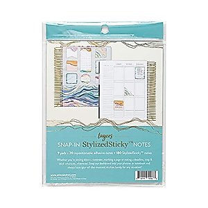 Erin Condren Snap-in Stylized Sticky Notes - 8 Pads with 20 Sheets Each (160 Sticky Notes) - Colorful Layers Design, Repositionable Adhesive Notes - Stay Organized On The Go