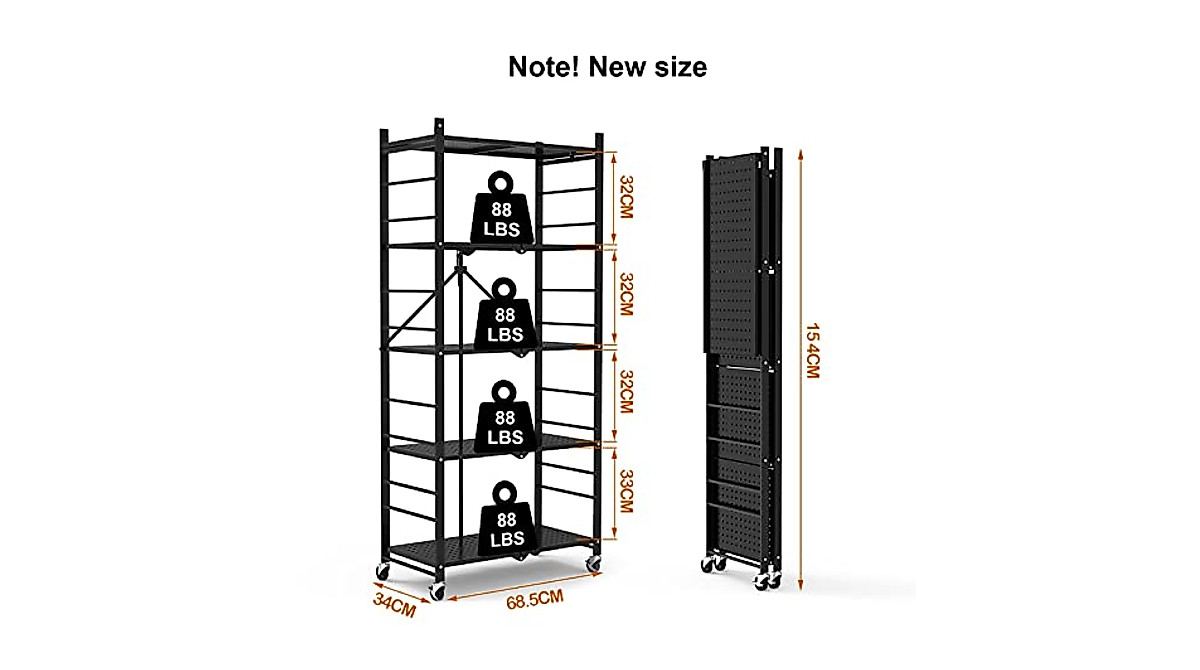 Himix 5-Tier Folding Storage Shelves - Durable & Movable