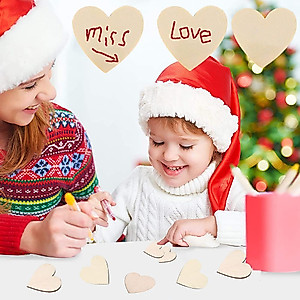 100 pcs Mini Rustic Wooden Love Heart Wedding Table Scatter Natural Wood Heart Crafts Children's DIY Manual Patch Home Decorations（30mm）