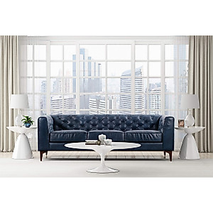 POLY & BARK Essex Sofa in Full-Grain Semi-Aniline Italian Tanned Leather in Midnight Blue