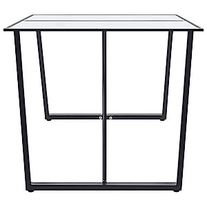 YPWRENH Kitchen End Table Casual Tables Dining Table White 63"x31.5"x29.5" Tempered Glass for Dining Room, Kitchen or Living Room