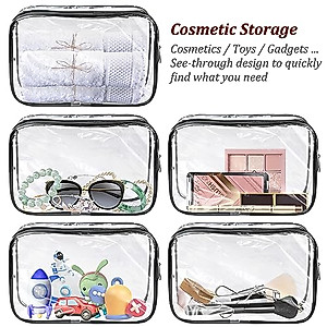 Liatinbo 3Pcs toiletry bag for traveling women,Makeup Bag with Zipper, TSA Approved Toiletry Bag,travel size toiletries essentials (Clear black)