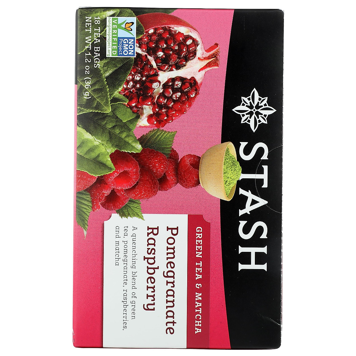 Stash Tea, Tea Pom Raspberry Matcha, 18 Count