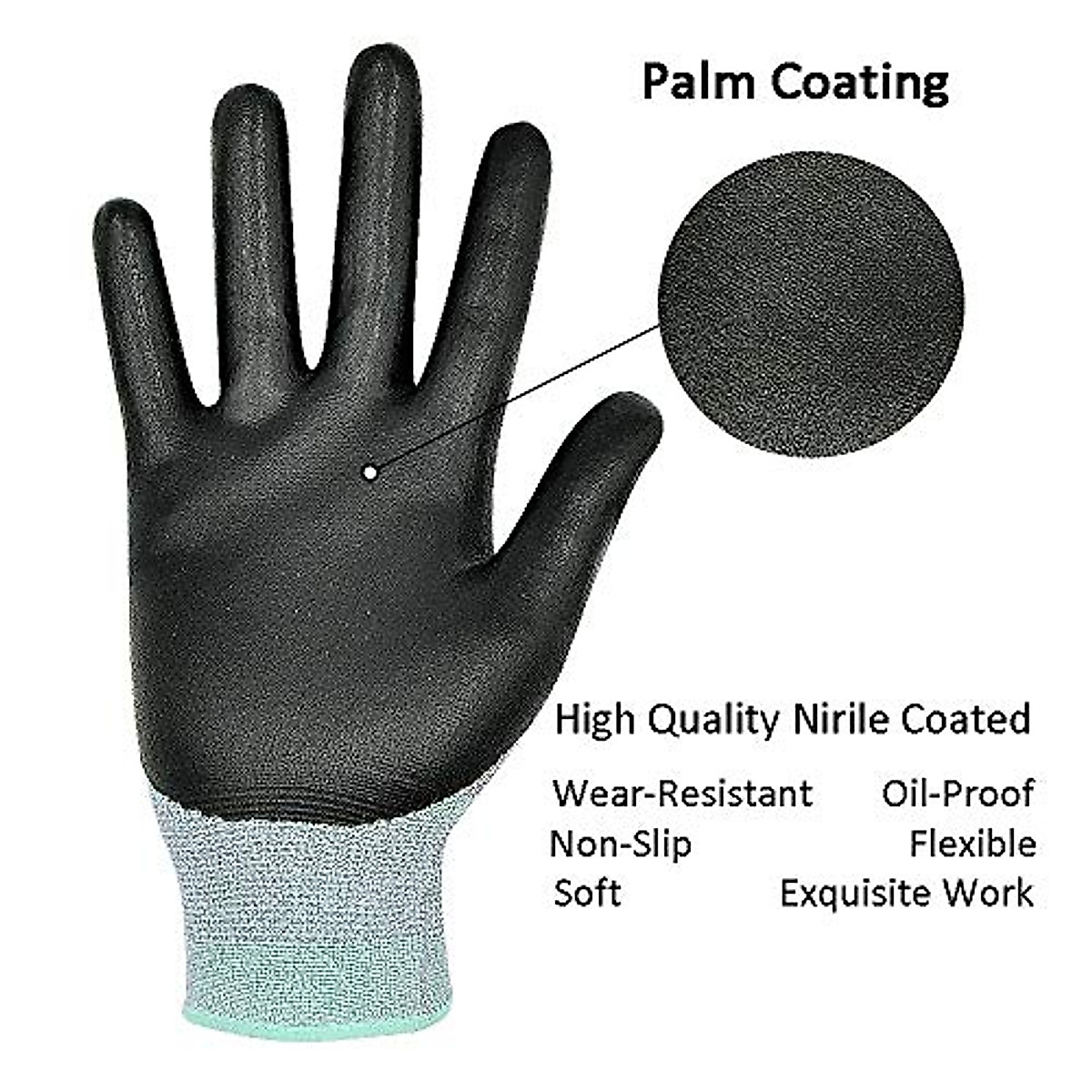 Ultra Durable Safety Work Gloves for Women Men, Seamless Knit Non-Slip Elastic Nylon Gloves, Power Grip, 3D Comfort Stretch Fit, Smart Touch Screen, Breathable, Abrasion, Antistatic, Small