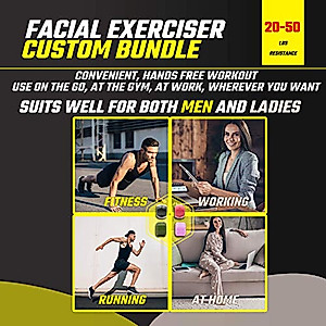 Jawzrsize Athletic Bundle Jaw Enhancer - Jaw, Face, and Neck Exerciser, Helps Reduce Stress and Cravings - Facial Exercise (Pop N Go & Custom Fit (Beg., Int., & Elite), Pink and Green)