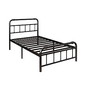 THEOCORATE Twin Size Bed Frame with Headboard and Footboard,14 Inch High 2500lbs Heavy Duty Support No Box Spring Needed,Noise Free,Anti-Slip,Easy Assembly,Black