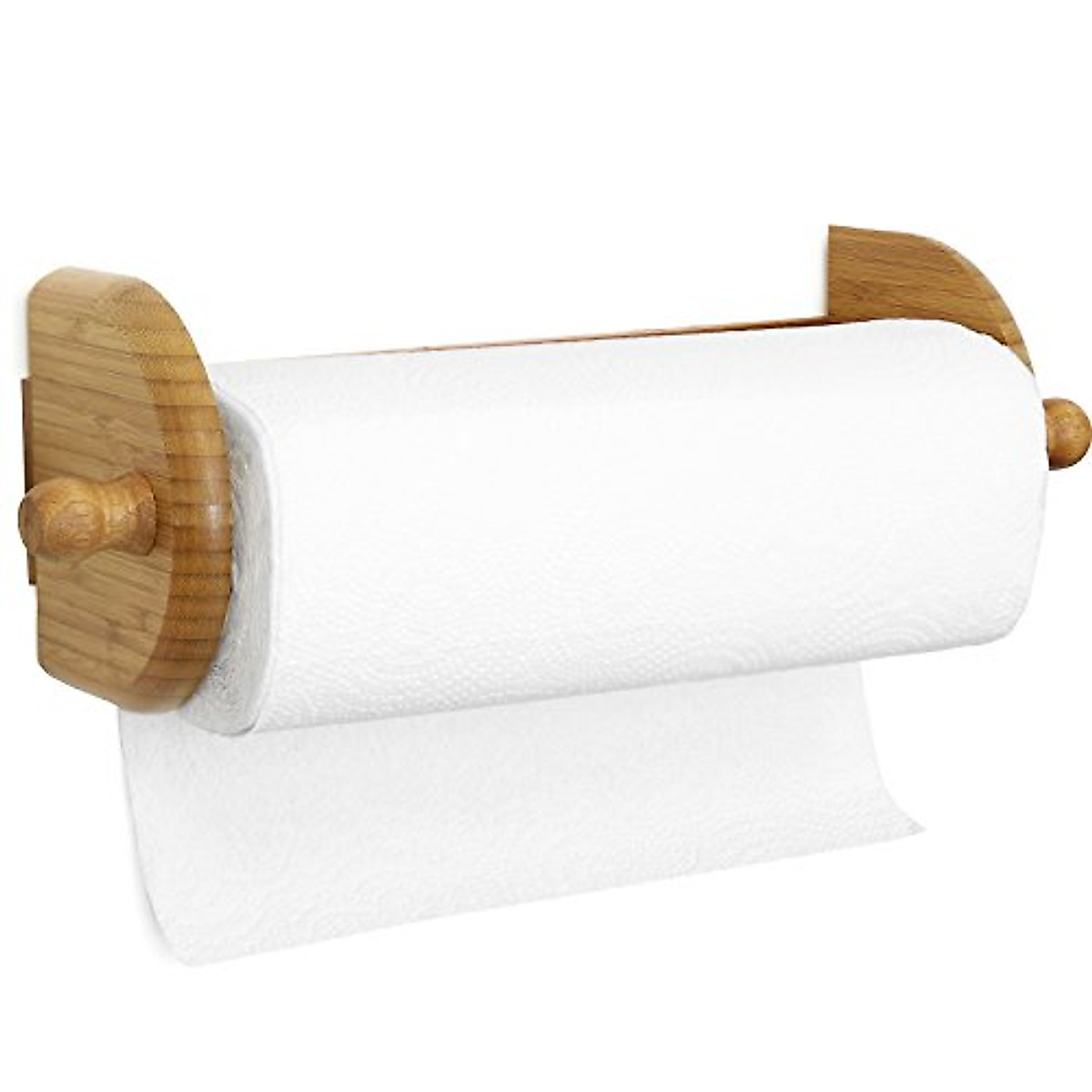 Greenco Wall Mount Paper Towel Holder, Made with Premium Bamboo Wood, Fits of Paper Towels, Space Saver for Kitchens & Bathrooms