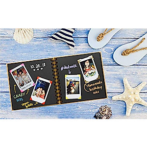 Vexko Scrapbook Bullet Journal Kit: 1 Scrapbook: [7X7 Inches] 20 Sheets, Hardcovers, Black Pages + Scrapbook Supplies: 5 Stencils, 10 Metallic Markers, 3 Sheets of Photo Corners | DIY Photo Album