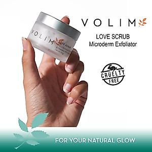 Volim Love Scrub with Hyaluronic Acid Natural Face Exfoliator for Wrinkles, Acne, Fine Lines, Blackheads & Clogged Pores
