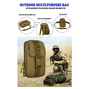 Tactical MOLLE Pouches Attached Utility Pouches Small Multipurpose Tactical Belt EDC Gadget Gear Belt - Black