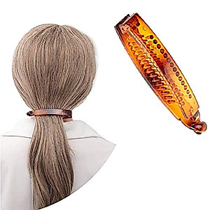 Aeyistry 2 Pcs Banana Hair Clips,Banana Combs Clip for Ponytail Holder Girls and Women(Black,Brown)