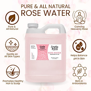 Rose Water Facial Toner - 32oz Bulk Alcohol-Free Vegan All Natural Refreshing for Face and Hair - Uplifts, Calming & Soothing for All Skin Types