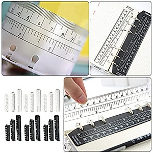 TOYANDONA Clear Binder 18Pcs Plastic Page Marker Snap- in Bookmark Binder Ruler for A5 A6 A7 Size 6- Hole Notebook Filler Planner Accessory Black Clear Multi- Function Planner Bookmark
