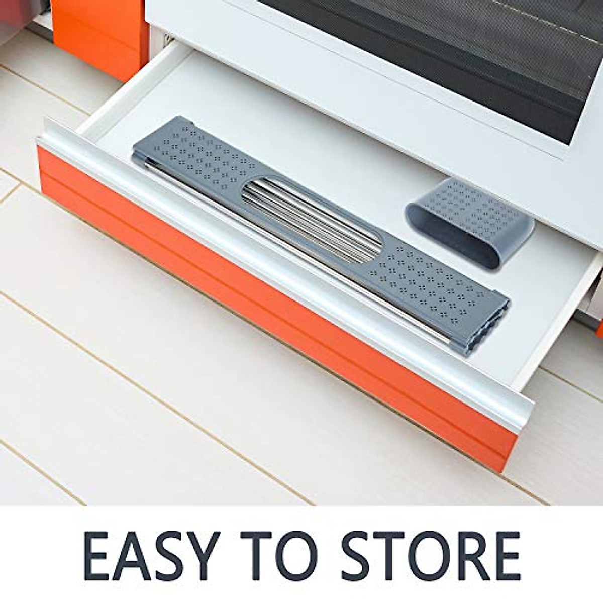 N/A2 Roll Up Dish Drying Rack - Over The Sink Drying Rack with Utensil Holder + Multipurpose Sink Cover Stainless Steel Silicone Portable Dish Draining and Folding Strainer for Mom!