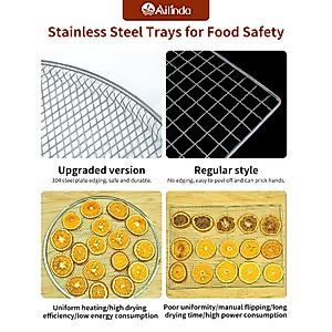 Food dehydrator, 12-layer stainless steel rotating dehydrator, suitable for food, jerky, dog food, herbs, vegetables, fruits, temperature function, 24-hour timer, overheating protection