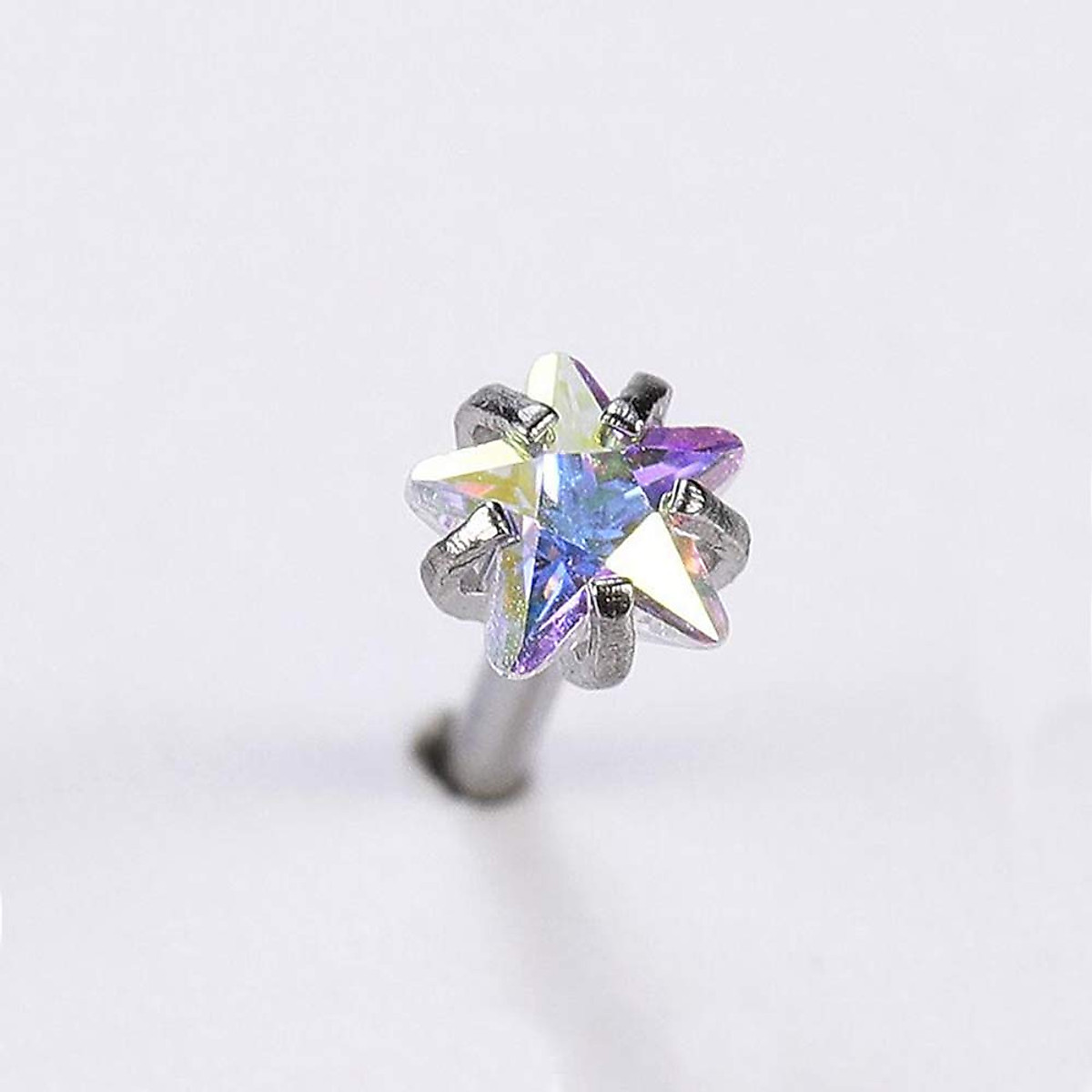 UPSTORE 1SET/3PCS(Round+Heart+Star) 20 Gauge/0.8mm Curved Nose Rings Stainless Steel Nose Studs Cubic Zirconia Screw Piercing Tool Body Jewelry for Women Lady Girls(Pink)