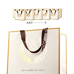 Women's Day Gift Bag, Premium Quality Personalized Gift Monogram Initial Gift Bags, 1 Pack Letter A, Personalized Premium Gift Bags with Tissue Greeting Card Sealing Stickers for Birthdays, Baby Showers, Weddings, Party Favors, Holiday Gifts 12.6" X 11" X