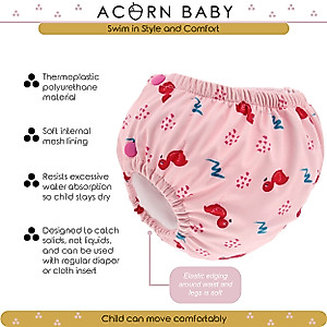 Acorn Baby Toddler Swim Diaper Size 5 and 6 Adjustable - Pink Flamingo Swimmers Reusable Toddler Swimming Diaper