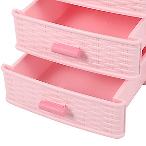 Luejnbogty Plastic Drawer Designed 3 Compartment Jewelry Storage Box Pink
