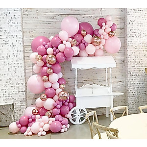 Pink Balloon Garland Arch Kit,Hot Pink Latex Pastel Pink Balloon, 18 12 10 5 Inch Latex Balloons for Wedding Baby Shower Bridal Shower Birthday Princess Theme Party Decorations